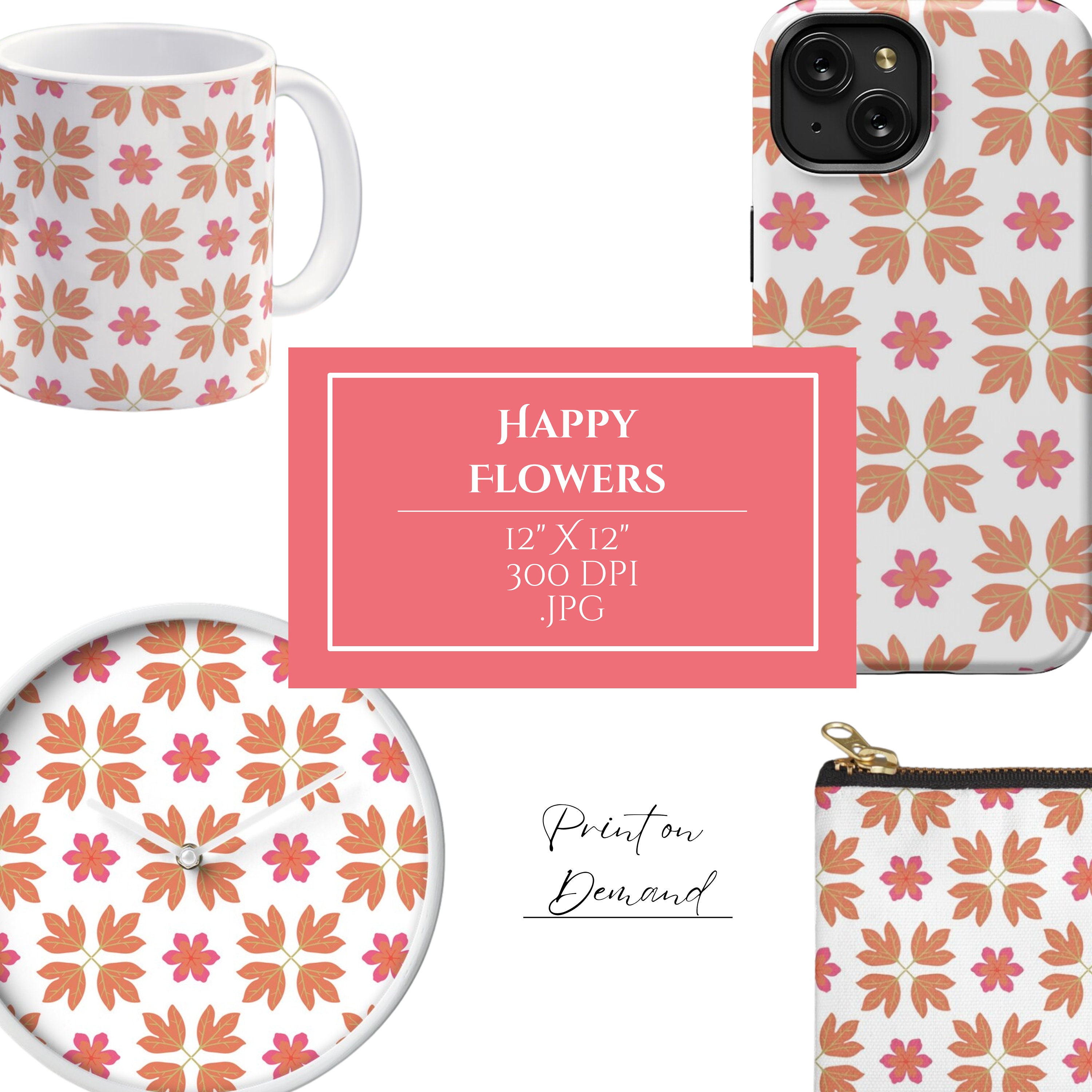 Spring Flowers Digital Papers, Seamless Pattern Scrapbook Paper ...