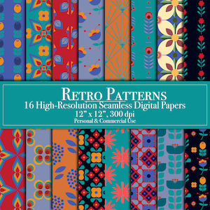 Retro Digital Paper Megabundle Seamless Pattern Scrapbook Paper ...