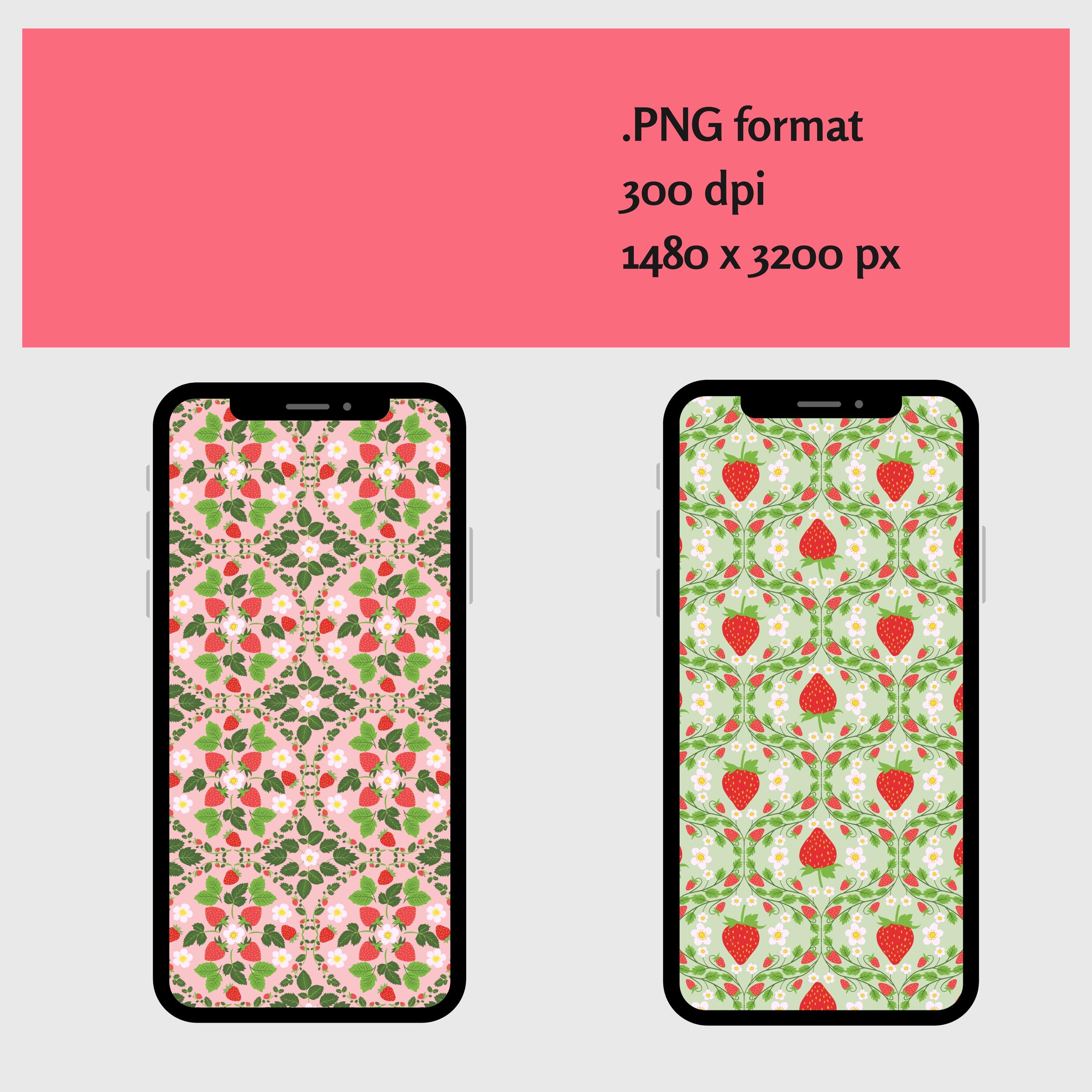 Strawberry Dreams iPhone Android Wallpapers, Fruit Patterns, Cute ...