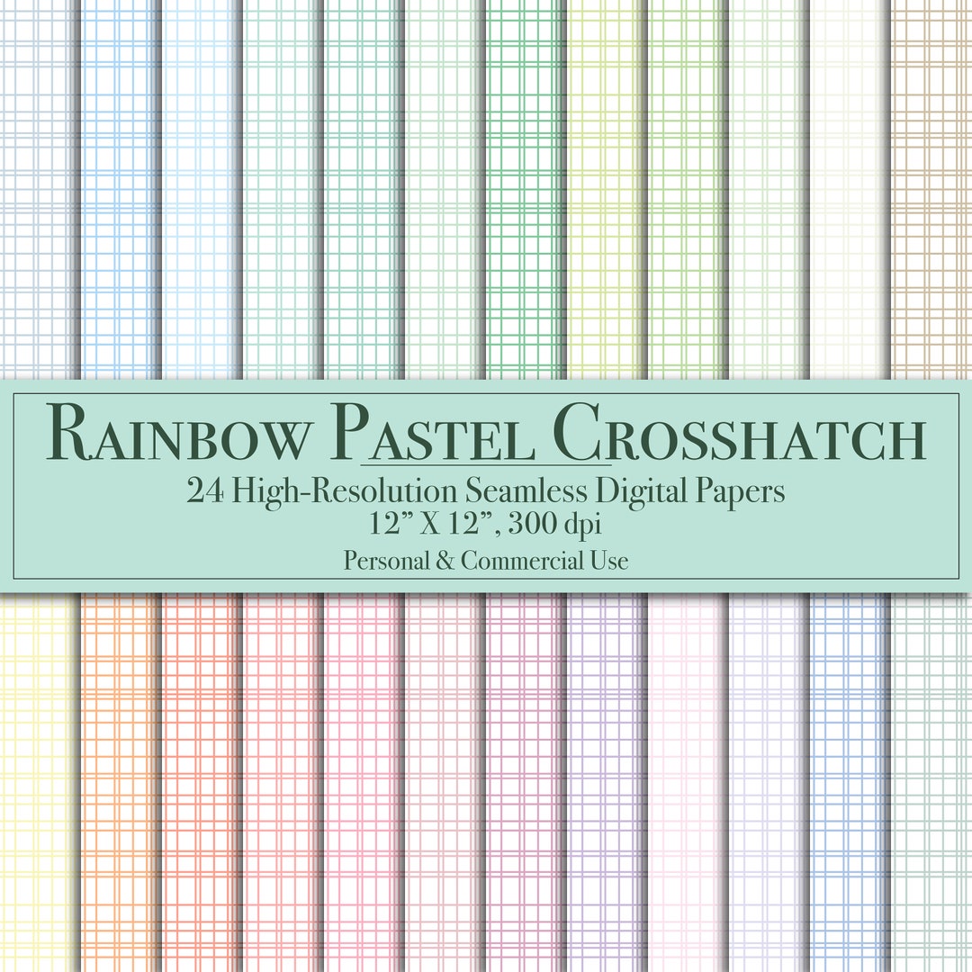 Rainbow Pastel Crosshatch Digital Paper Bundle, Seamless Pattern ...