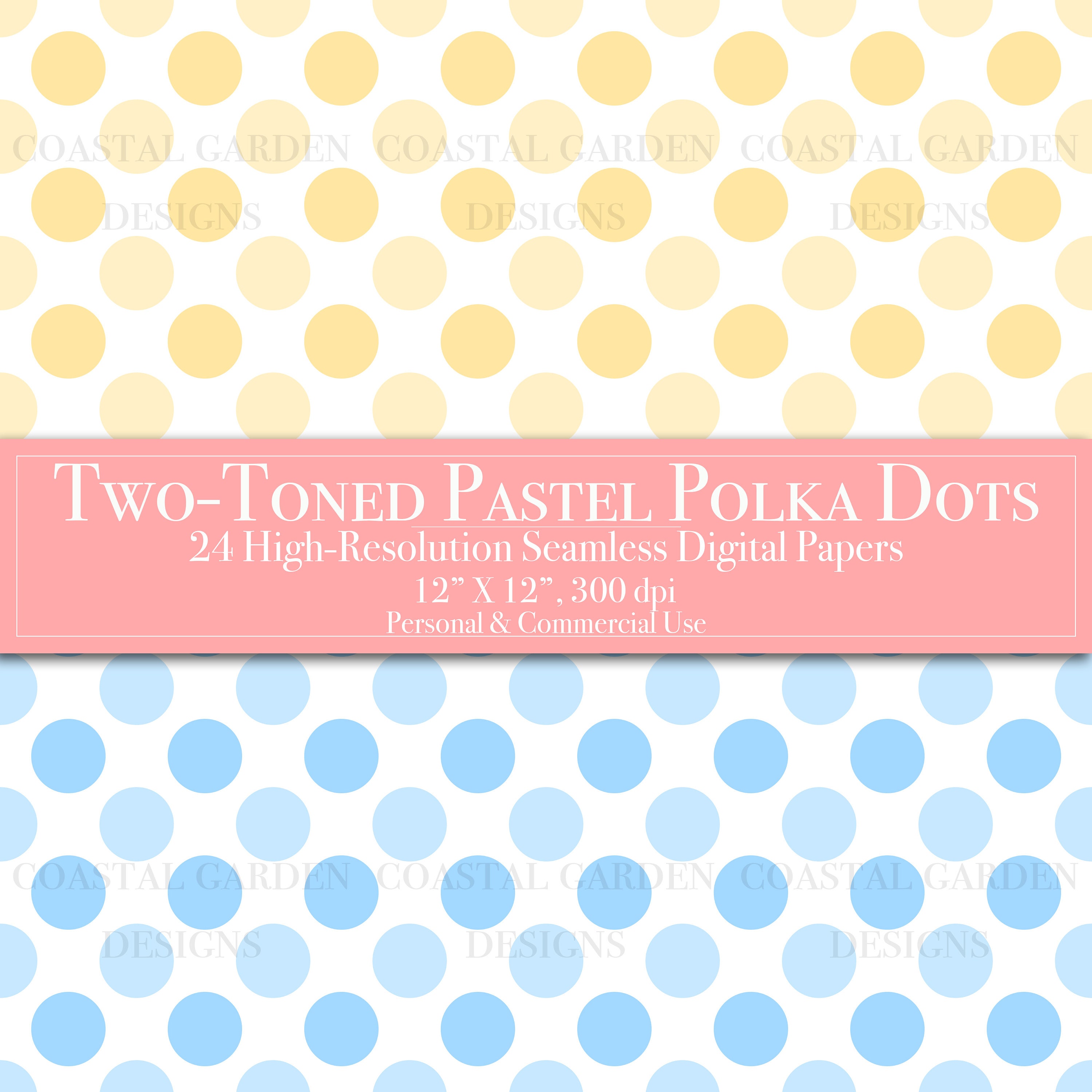 Pastel Rainbow Two-toned Polka Dots Digital Paper, Seamless Pattern ...