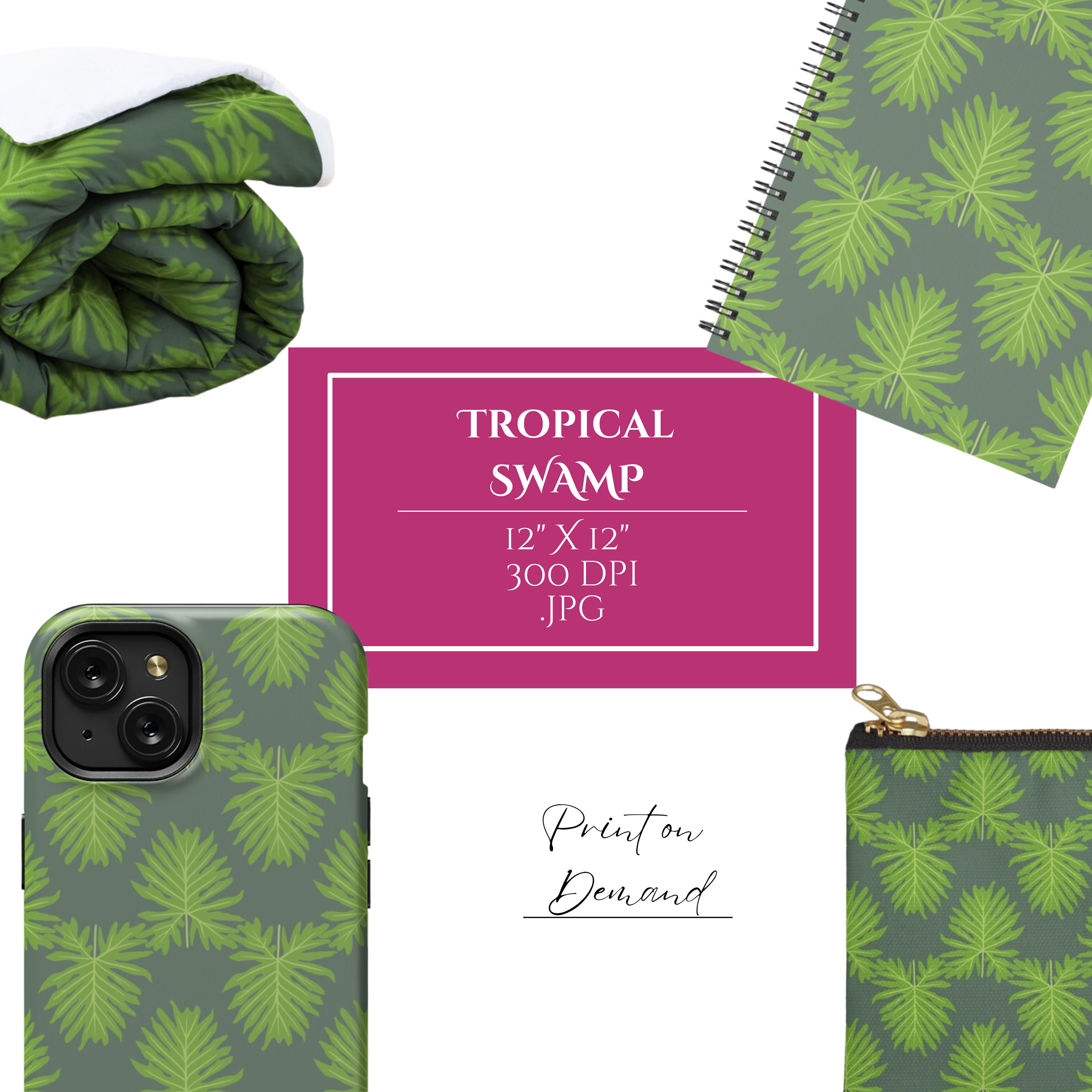 Tropical Swamp Digital Paper, Seamless Digital Scrapbook Paper, Planner ...