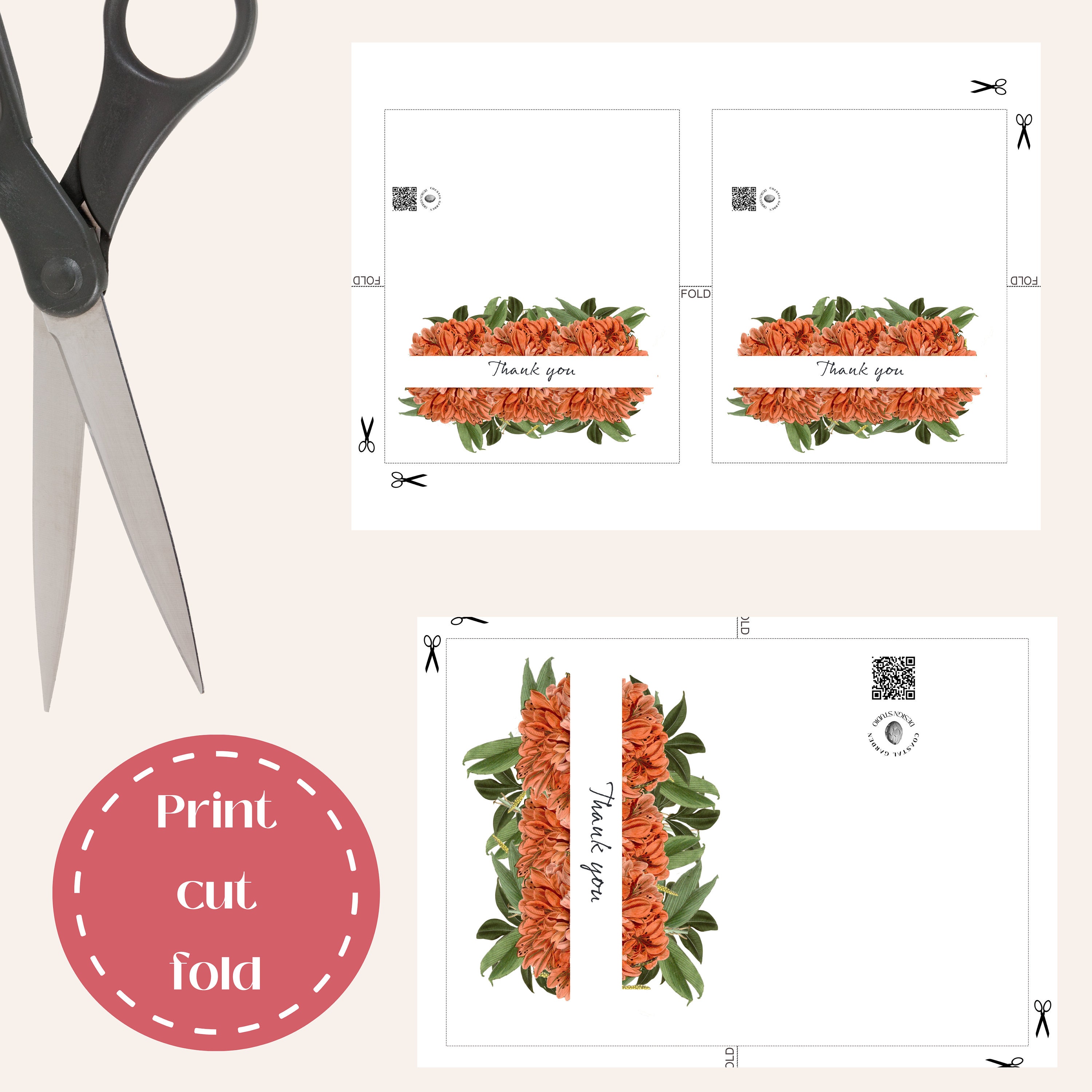 Pink Azalea Printable Thank You Card, Instant Download Print at Home ...