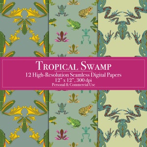 Tropical Swamp Digital Paper, Seamless Digital Scrapbook Paper, Planner ...