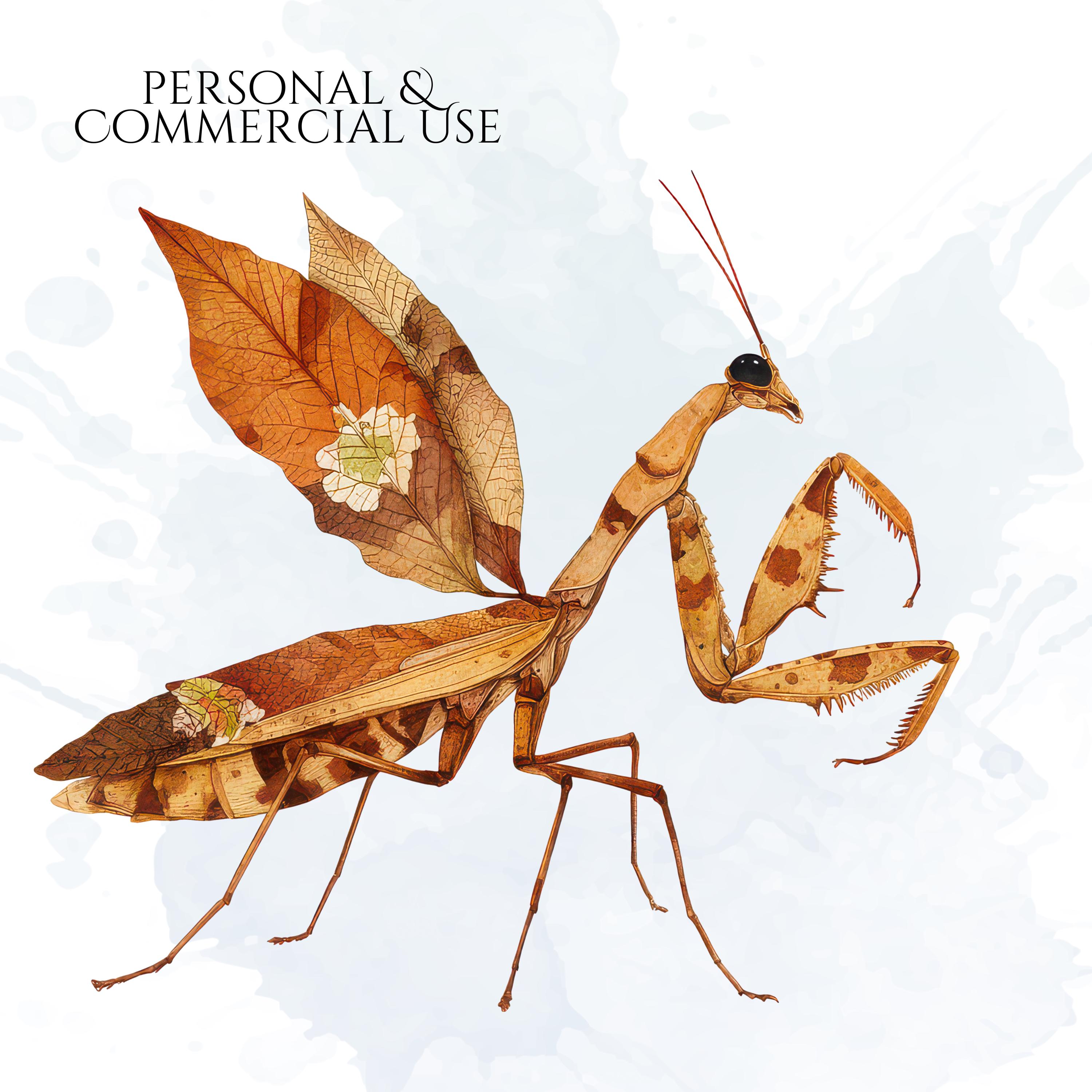 Praying Mantis Clipart, Colorful Bug Ephemera, Exotic Insect ...
