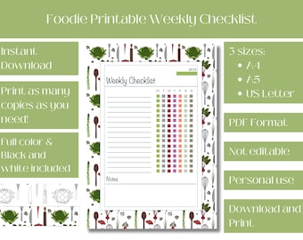 Boho Printable Weekly Checklist Template, Groovy Retro Theme, Blank ...