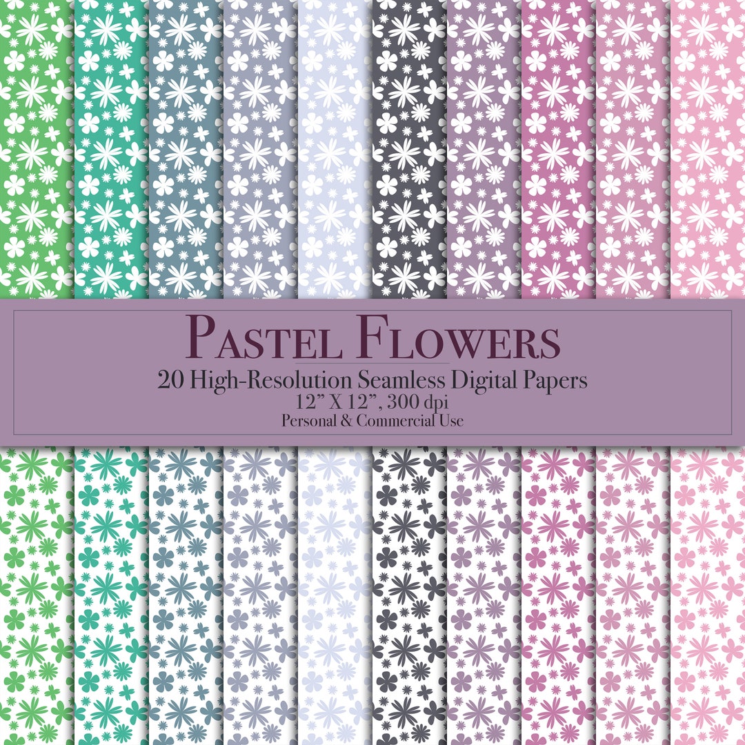 Flowers Digital Paper Bundle, Seamless Pattern Set, Scrapbook Paper ...