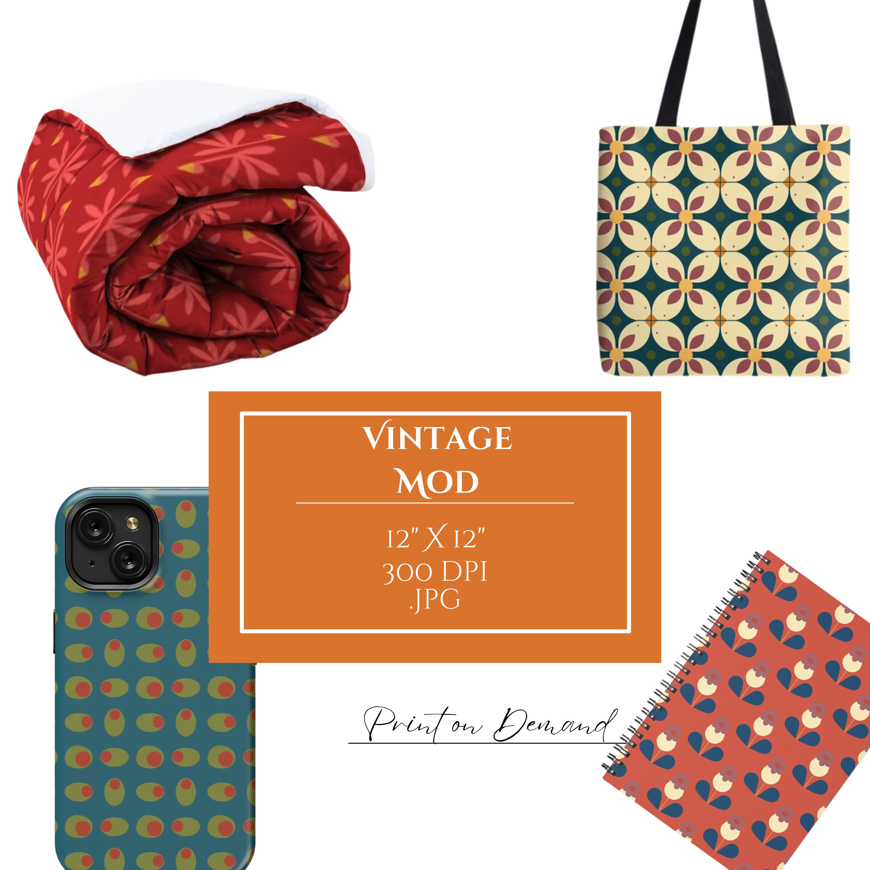 Retro Vintage Digital Papers, Seamless Pattern Scrapbook Paper ...