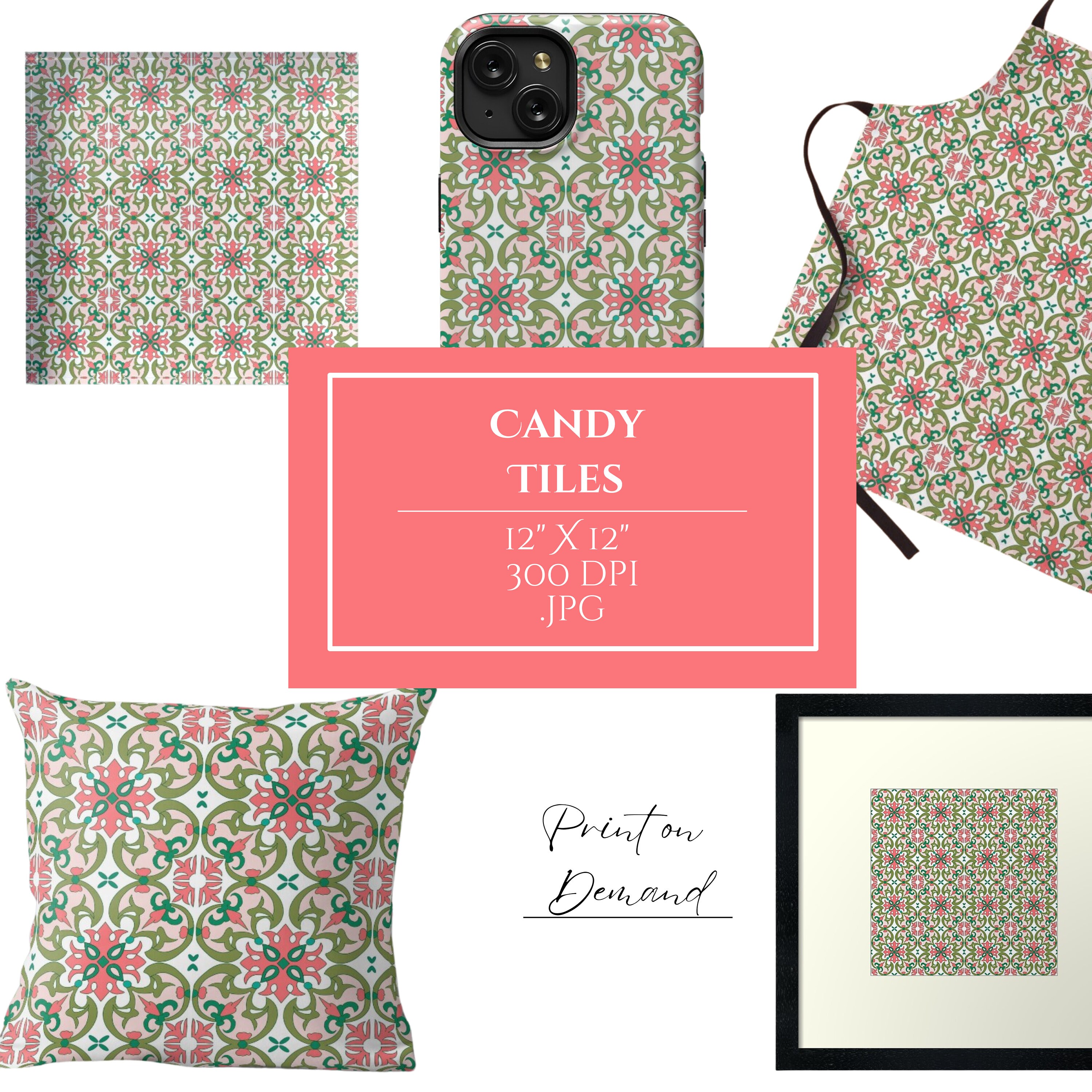 Candy Tile Digital Paper Bundle, Seamless Coordinating Patterns ...