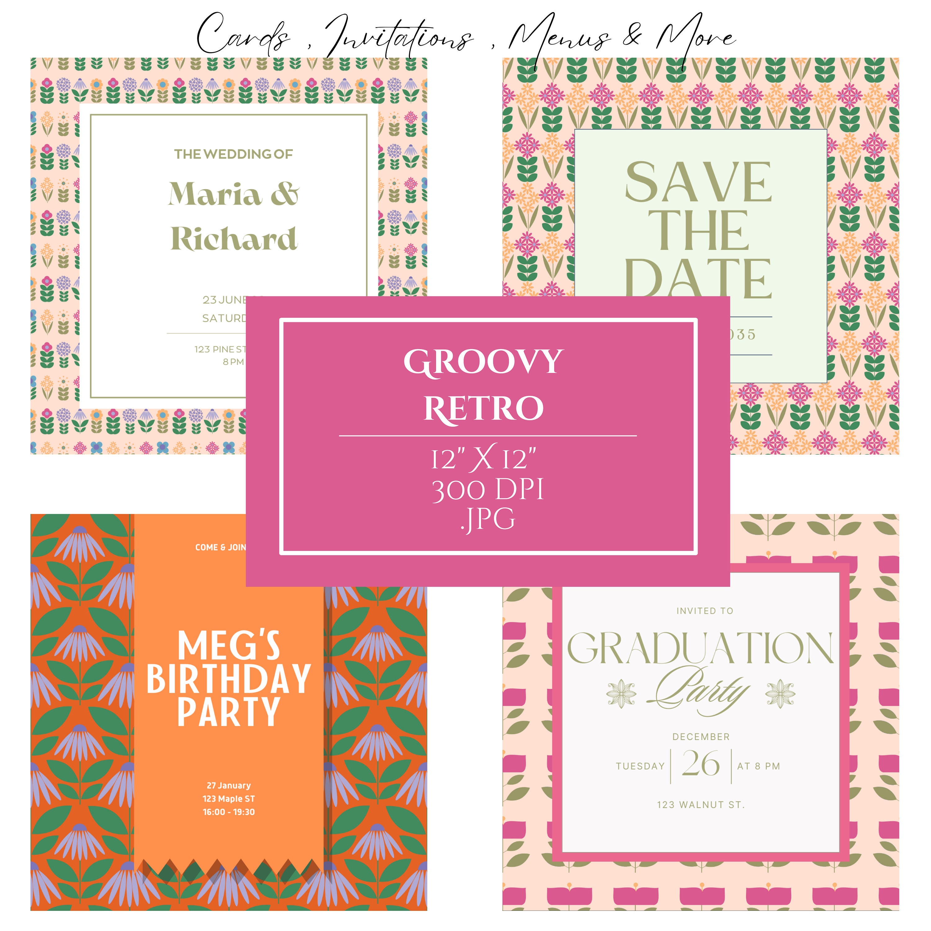 Groovy Retro Digital Papers, Seamless Pattern Scrapbook Paper ...