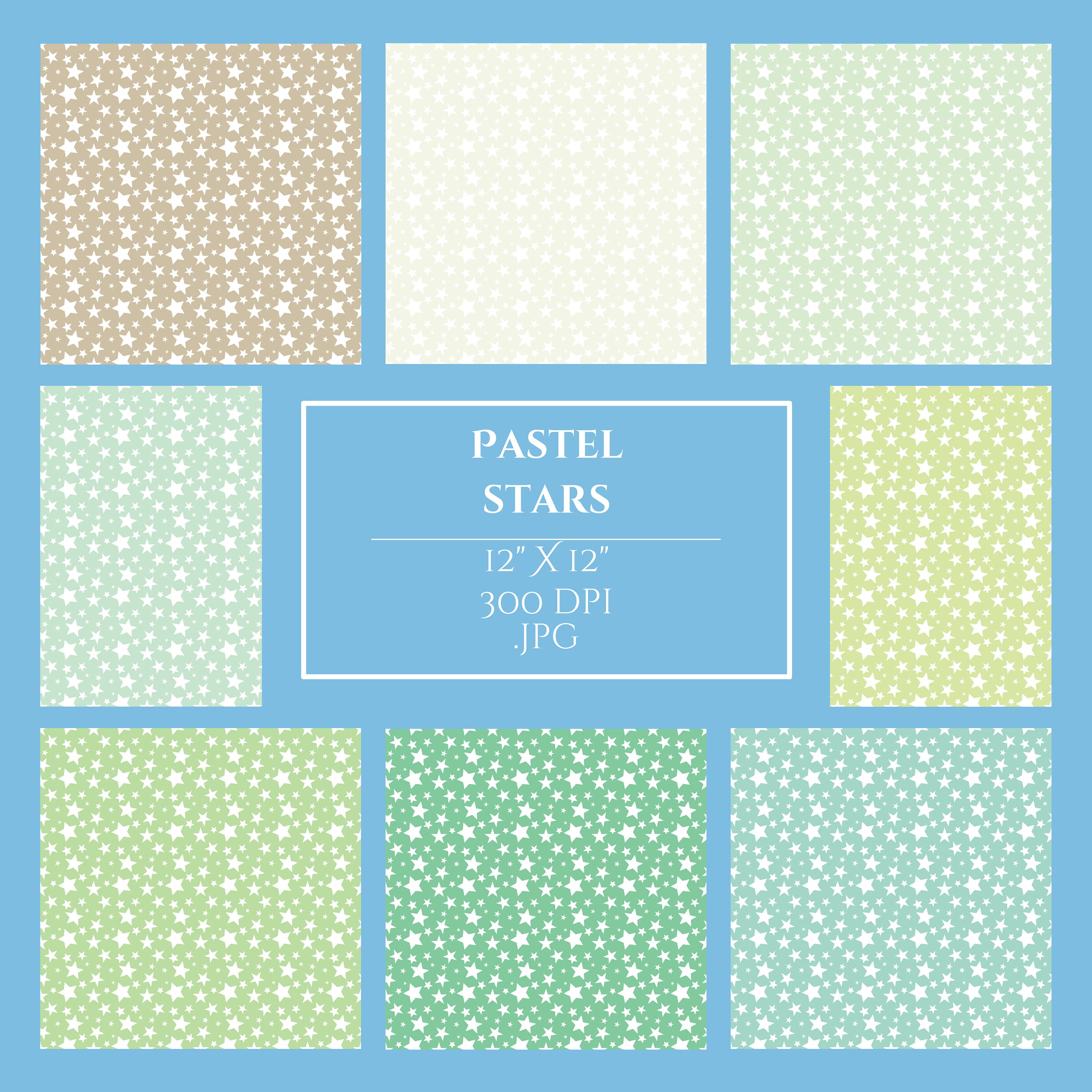 Pastel Rainbow Star Confetti Digital Paper, Seamless Pattern Scrapbook ...