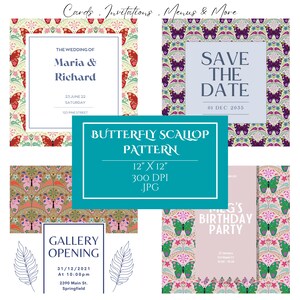 Butterfly Scallop Digital Paper Bundle, Seamless Patterns Scrapbook ...