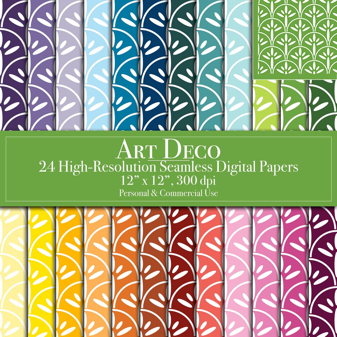 Vintage Art Deco Digital Paper, Seamless Pattern Scrapbook Paper ...