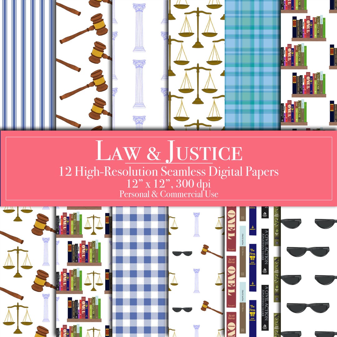 Law & Justice Digital Papers, Seamless Lawyer Pattern Scrapbook Paper ...