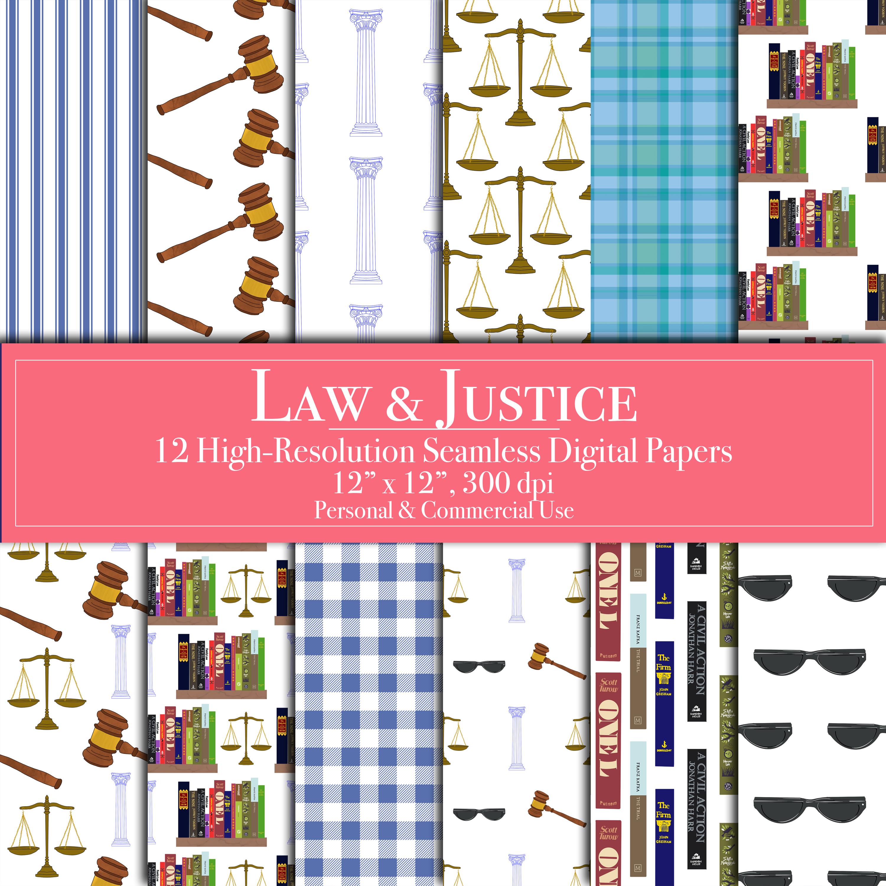 Law & Justice Digital Papers, Seamless Lawyer Pattern Scrapbook Paper ...