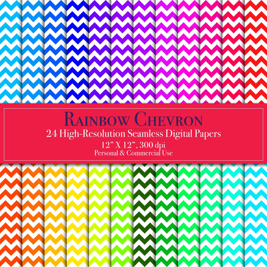 Rainbow Chevron Digital Paper, Seamless Pattern Scrapbook Paper Bundle ...