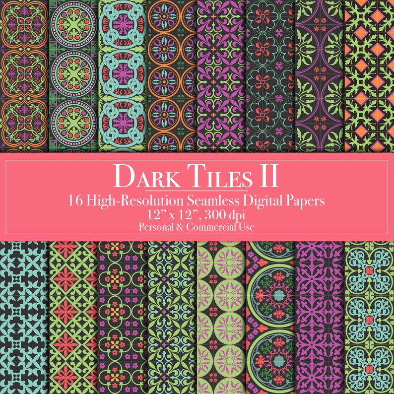 Antique Tiles II Digital Paper Mega Bundle, Seamless Pattern Tile ...