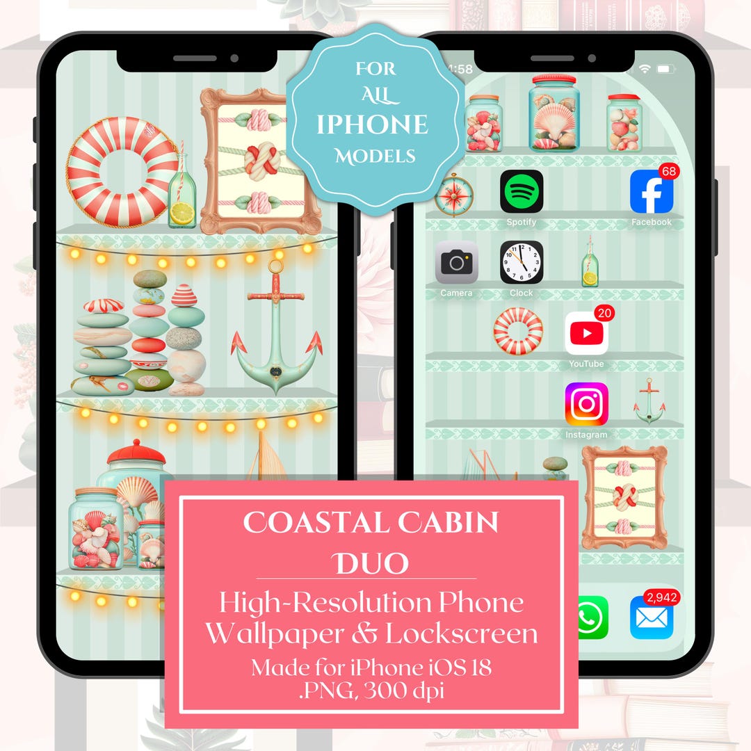 Coastal Cabin iPhone Wallpaper, Beach Lock Screen + Homescreen Matching ...