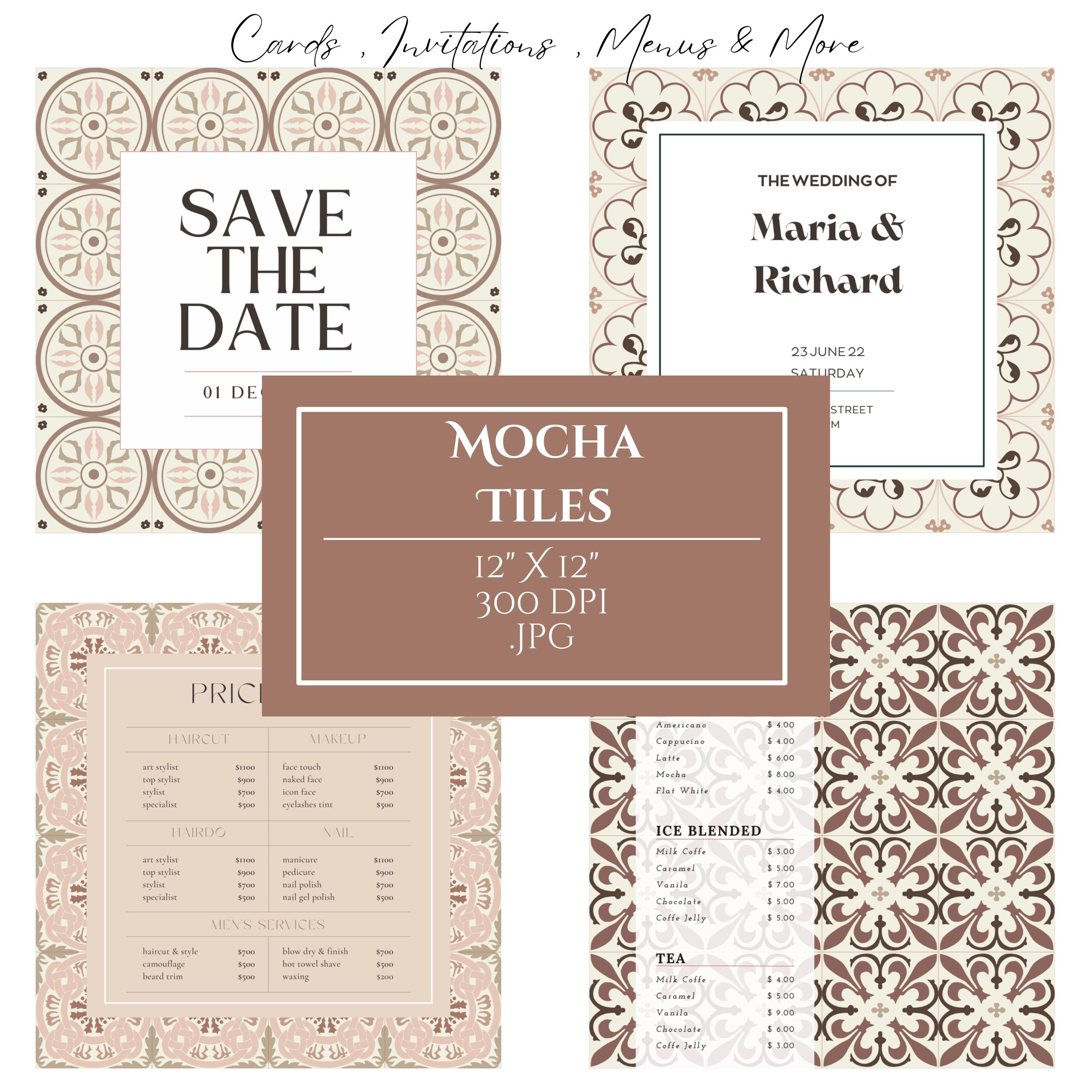 Mocha Brown Tiles Digital Paper Bundle, Seamless Patterns, Scrapbook ...