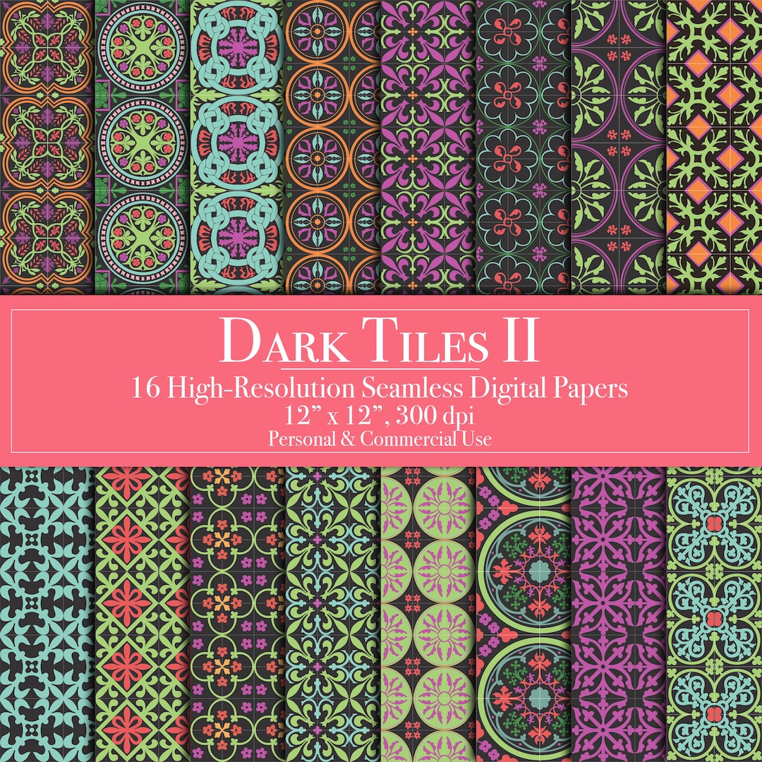 Moody Tiles Digital Paper, Antique Seamless Pattern, Scrapbook Paper ...