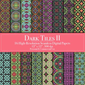 Moody Tiles Digital Paper, Antique Seamless Pattern, Scrapbook Paper ...