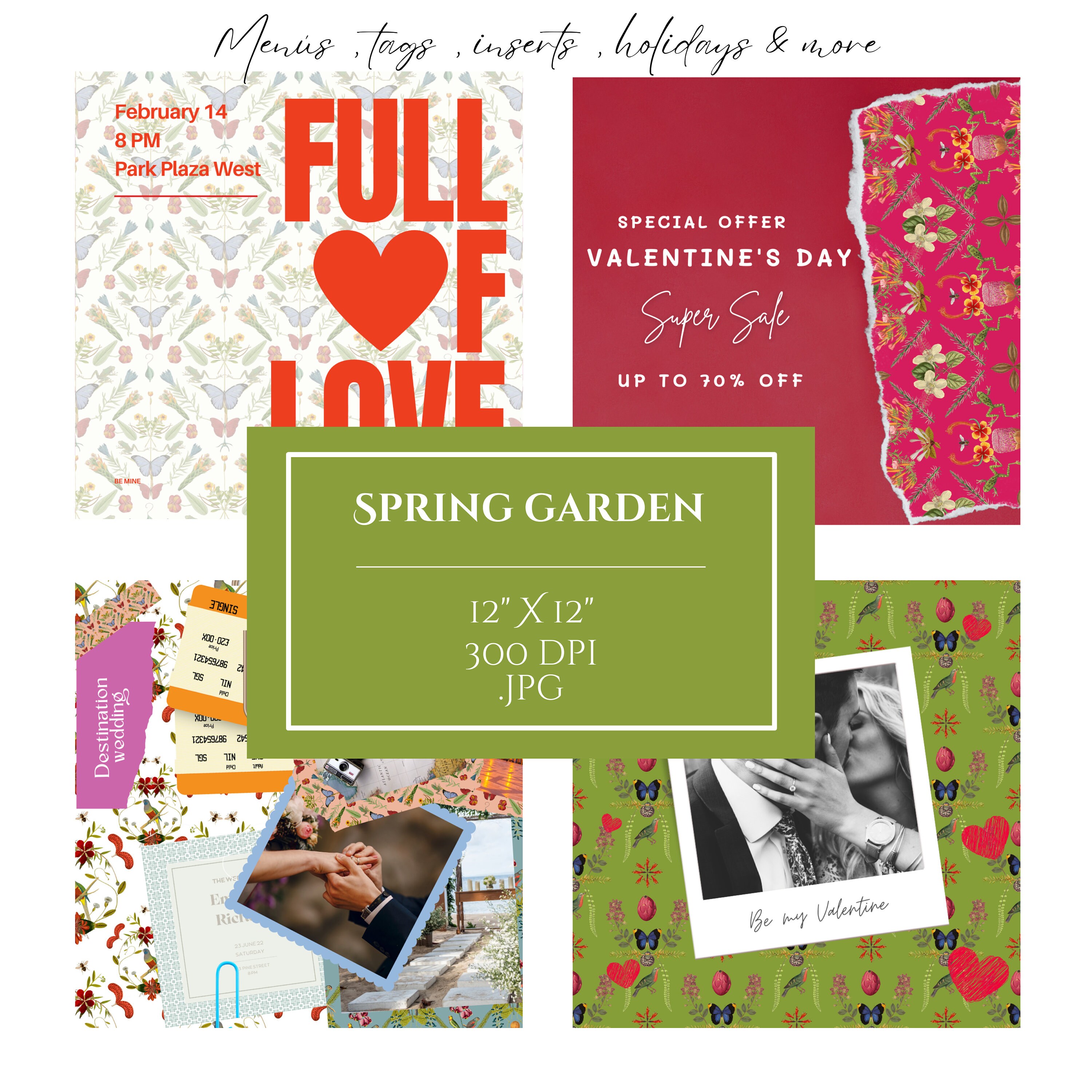 Spring Garden Digital Paper, Seamless Pattern Scrapbook Paper, Planner ...