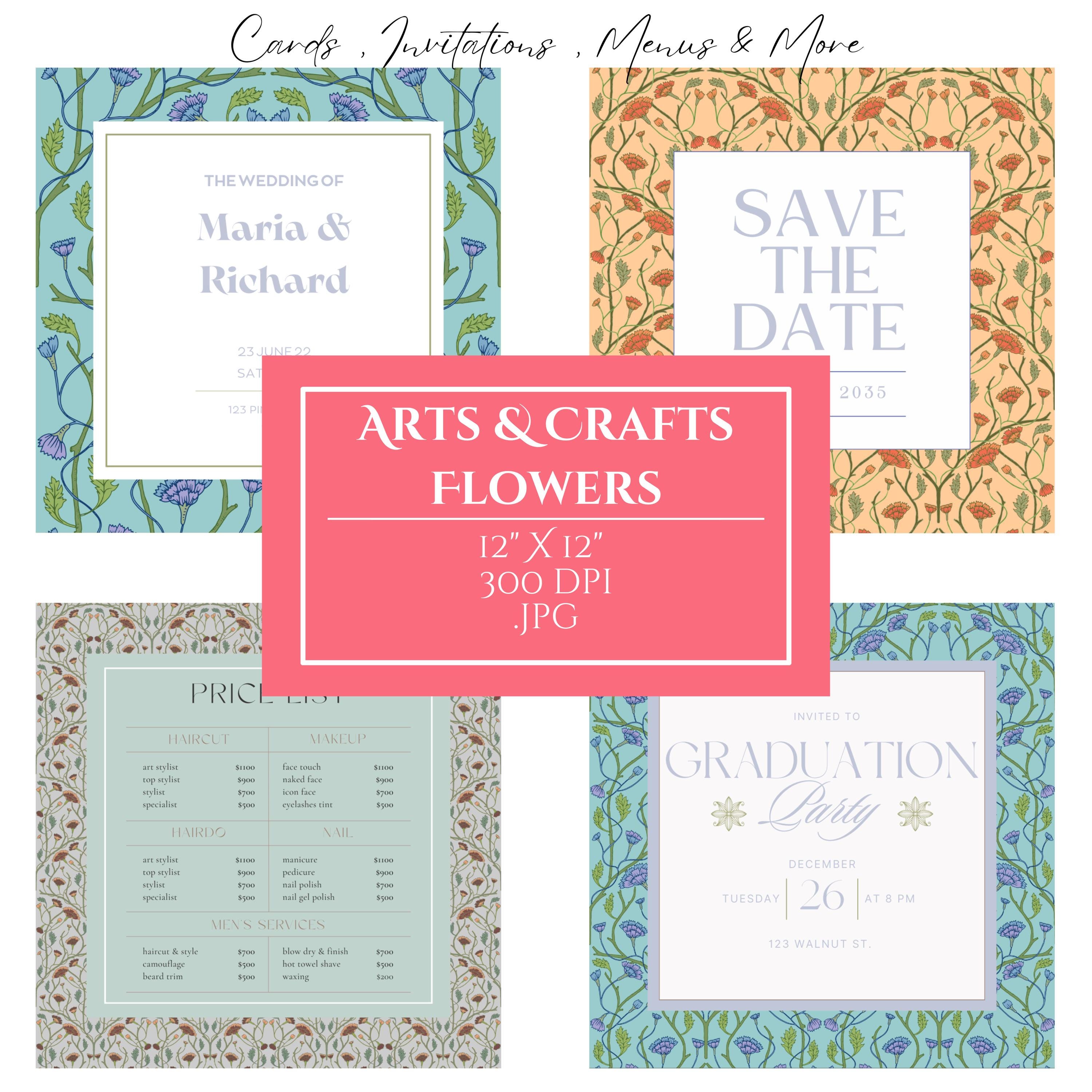 Arts & Crafts Digital Paper Bundle, Floral Seamless Patterns, Scrapbook ...