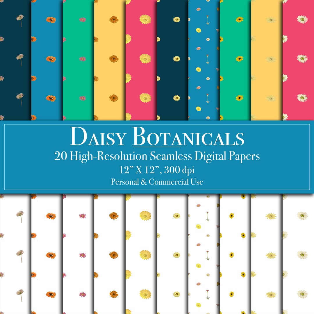 Daisy Flowers Digital Paper, Seamless Pattern Scrapbook Paper ...