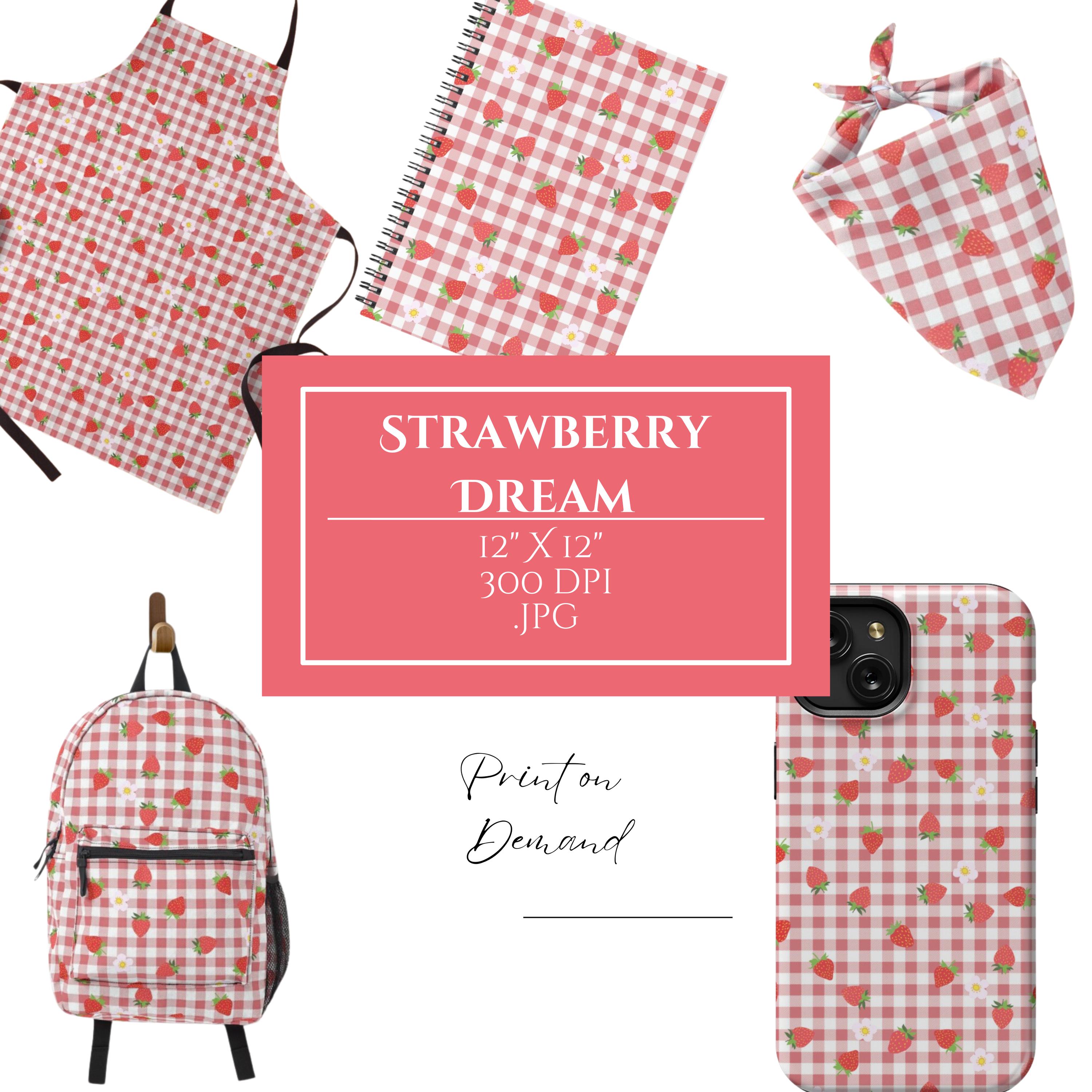Strawberry Digital Paper Cute Strawberries Seamless Digital Scrapbook ...