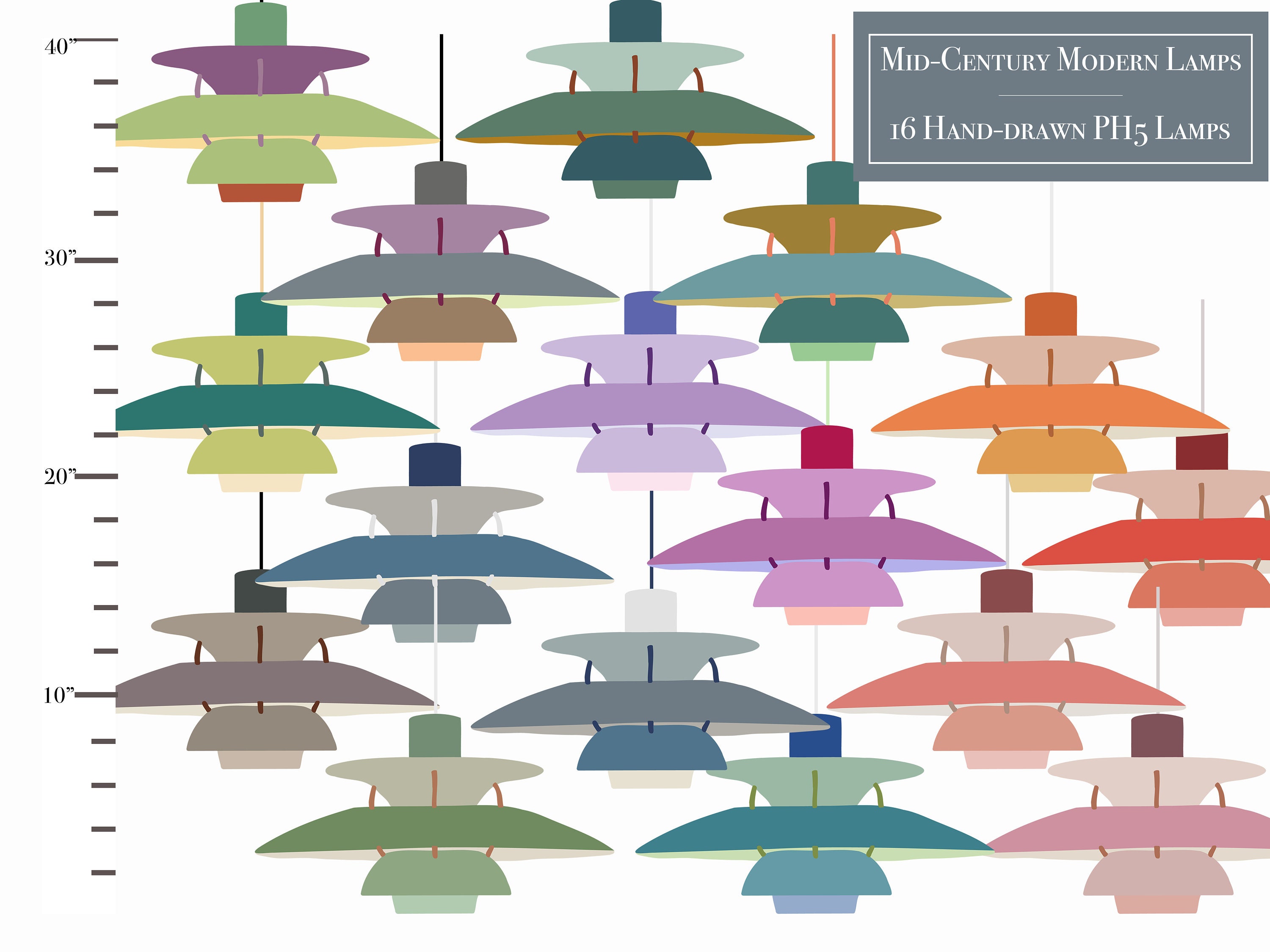 Mid-century Modern Lamp Clipart Collection, Cool Stickers, Vintage ...