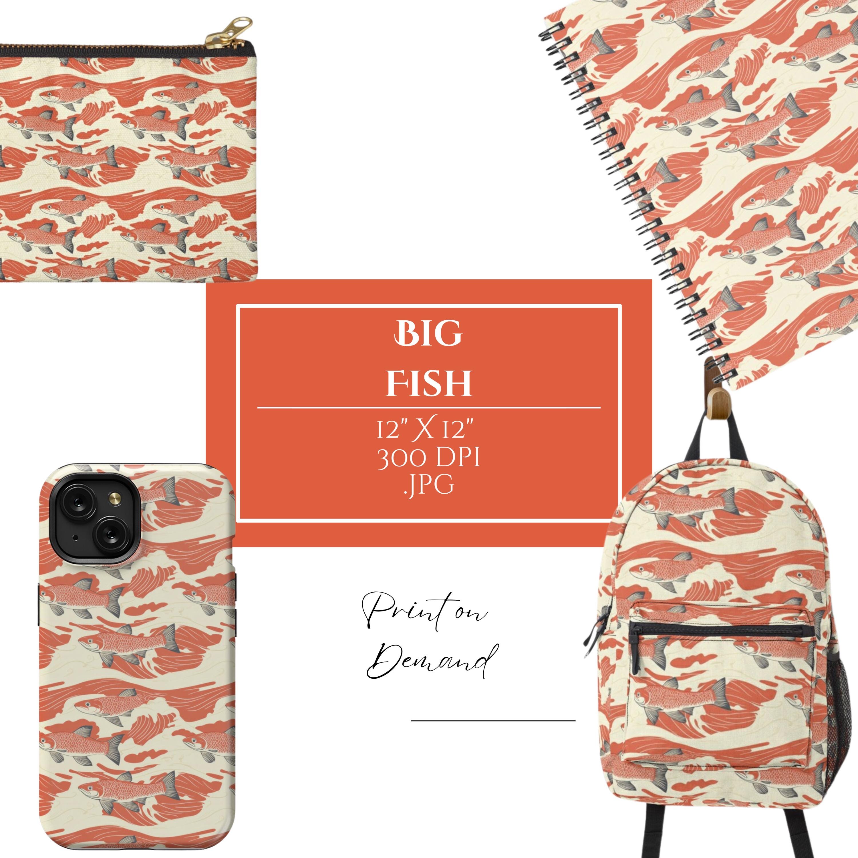 Big Fish Digital Papers, Fishing Seamless Pattern Scrapbook Paper ...