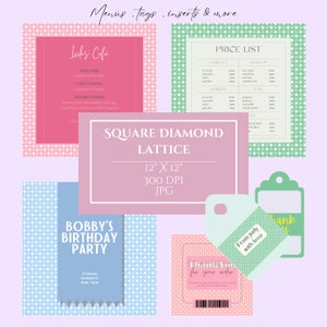 Diamond Square Lattice II Digital Paper, Seamless Pattern Scrapbook ...