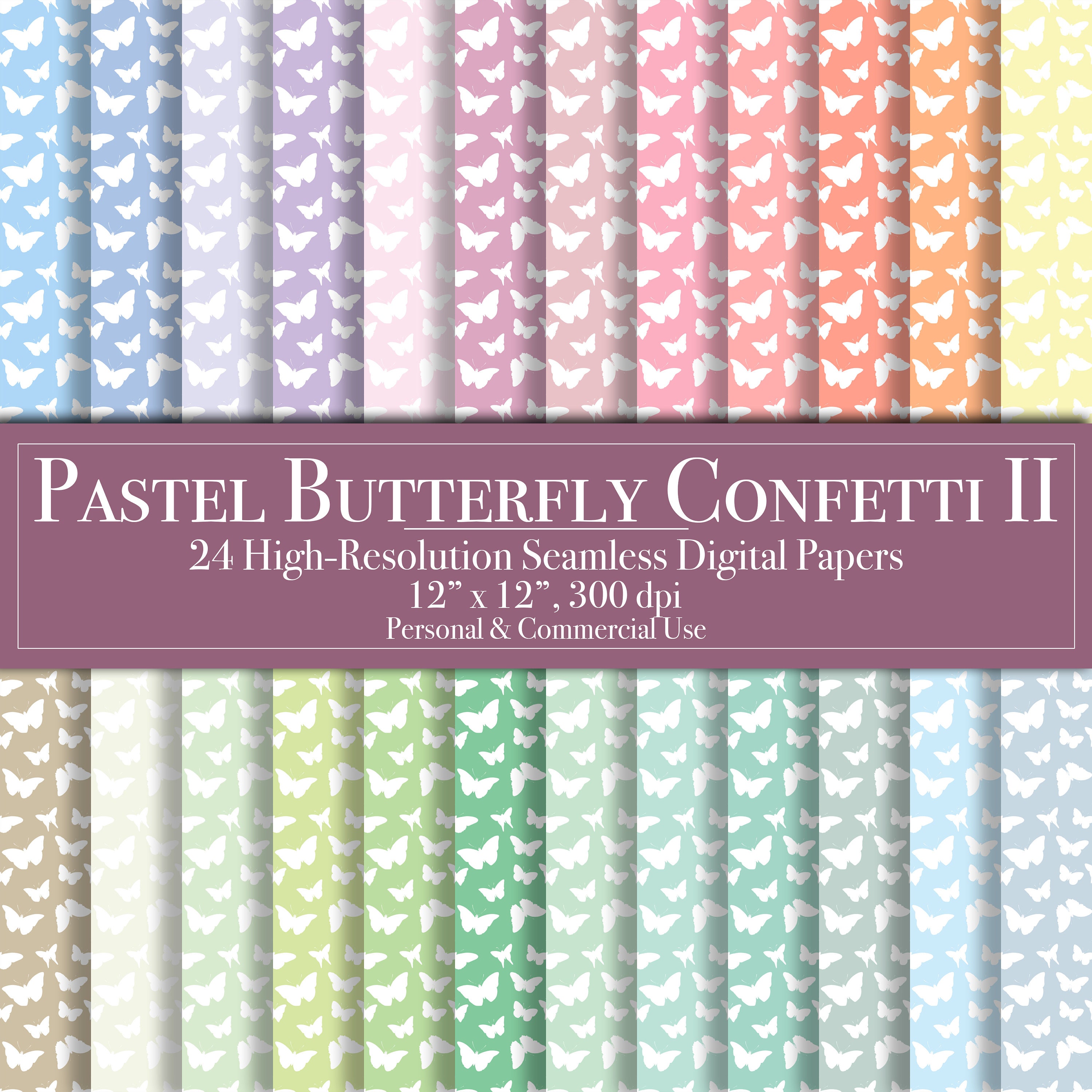 Butterfly Digital Paper Megabundle, Seamless Pattern Scrapbook Paper ...