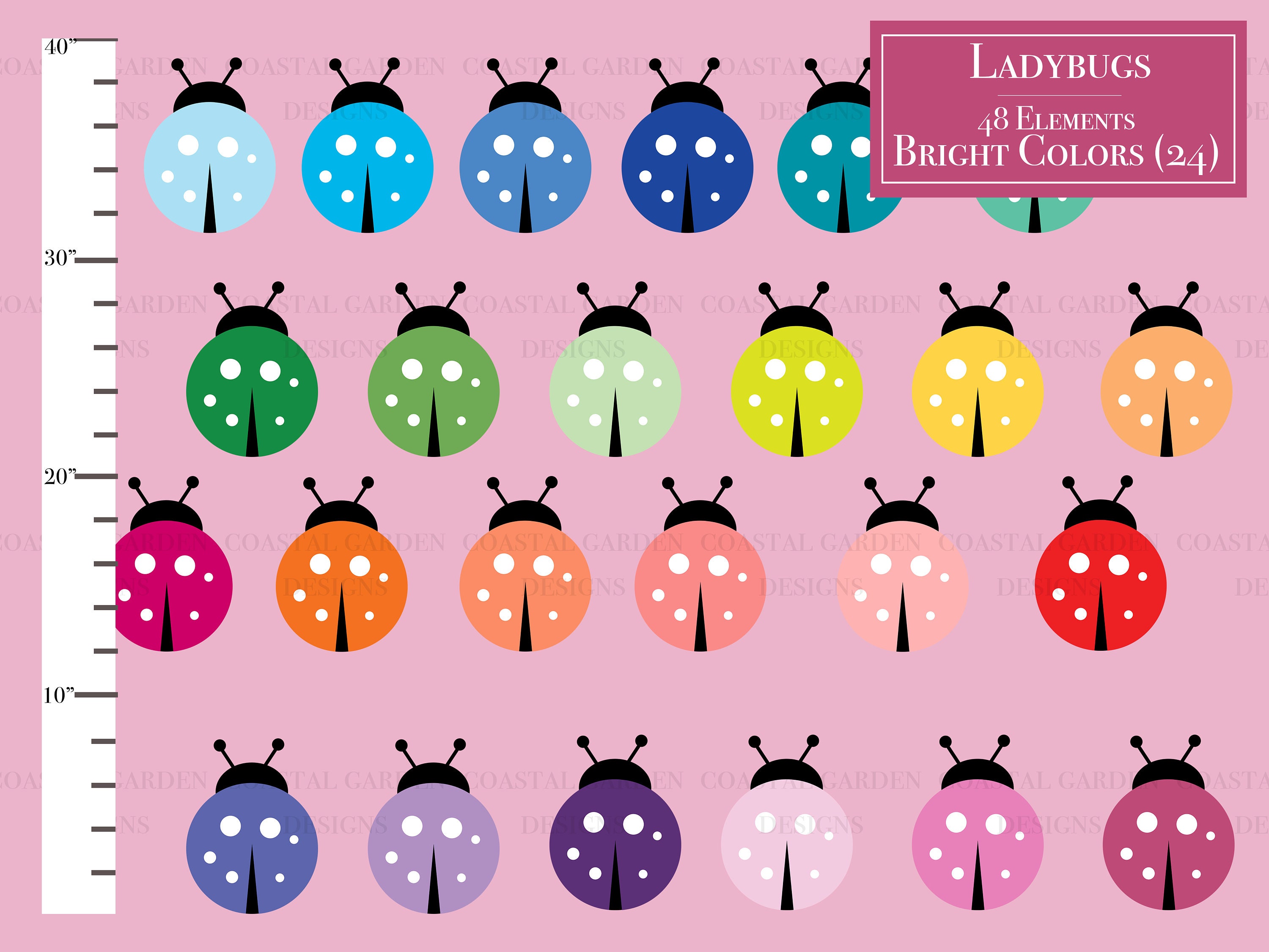 Simple Ladybugs Clipart Collection, Cute Stickers, Party Decorations ...