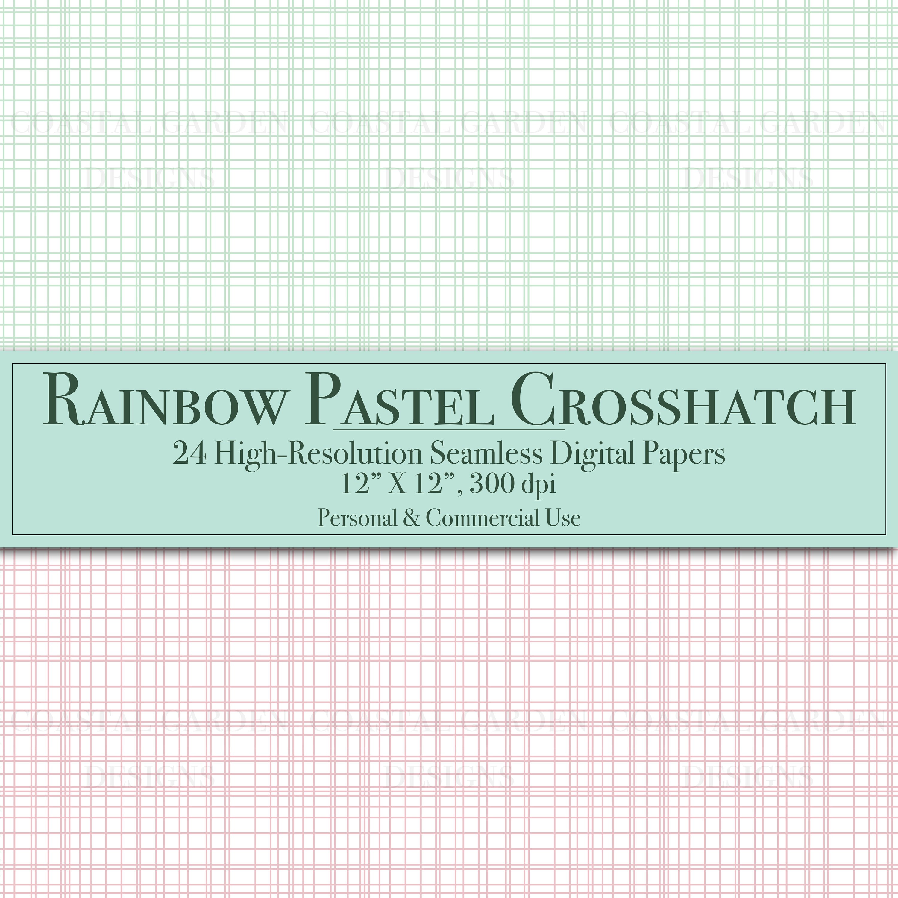 Rainbow Pastel Crosshatch Digital Paper Bundle, Seamless Pattern ...