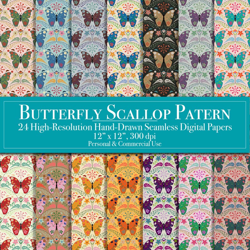 Butterfly Digital Paper Megabundle, Seamless Pattern Scrapbook Paper ...