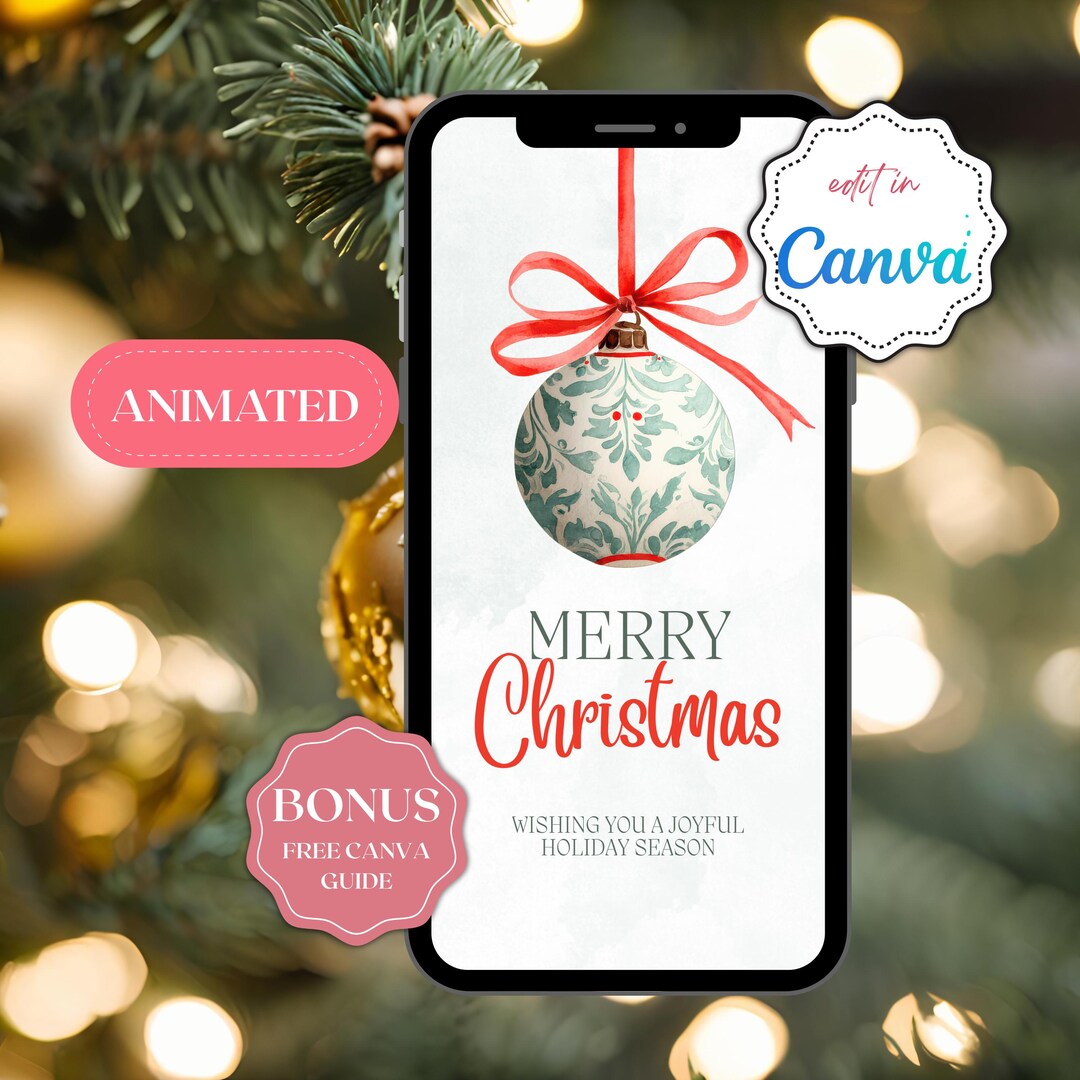 Minimal Christmas Text Message, Animated Xmas Ecard, Editable Christmas ...