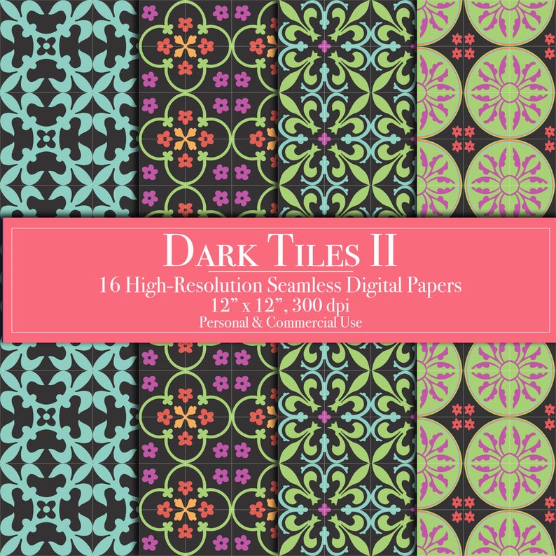 Moody Tiles Digital Paper, Antique Seamless Pattern, Scrapbook Paper ...
