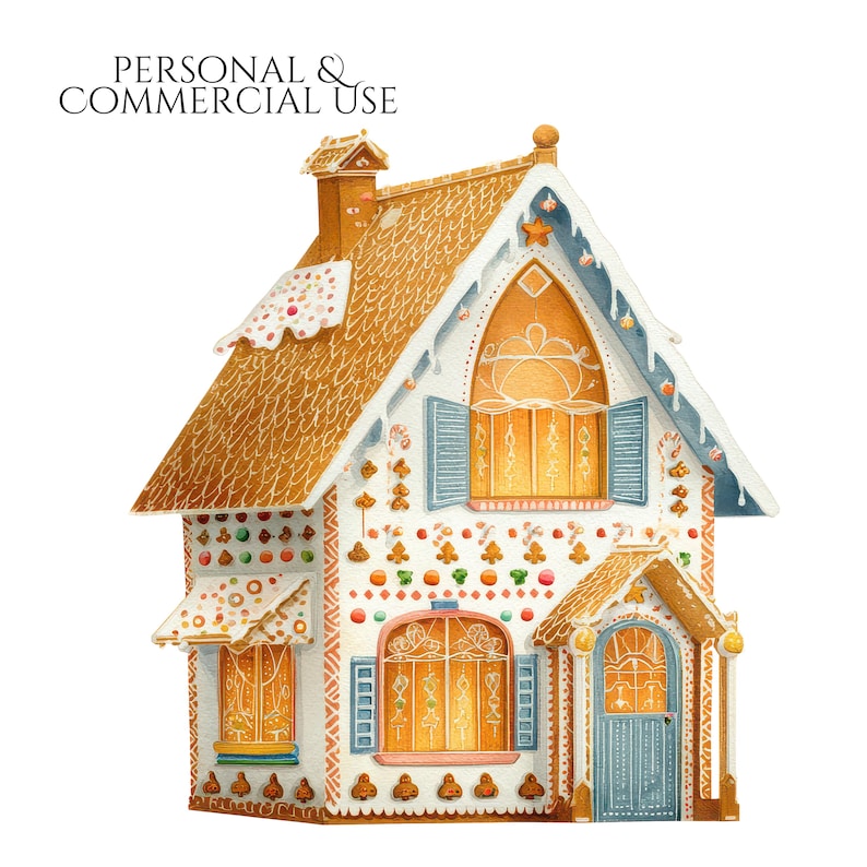 Gingerbread Houses Clipart, Christmas Gingerbread House Ephemera ...