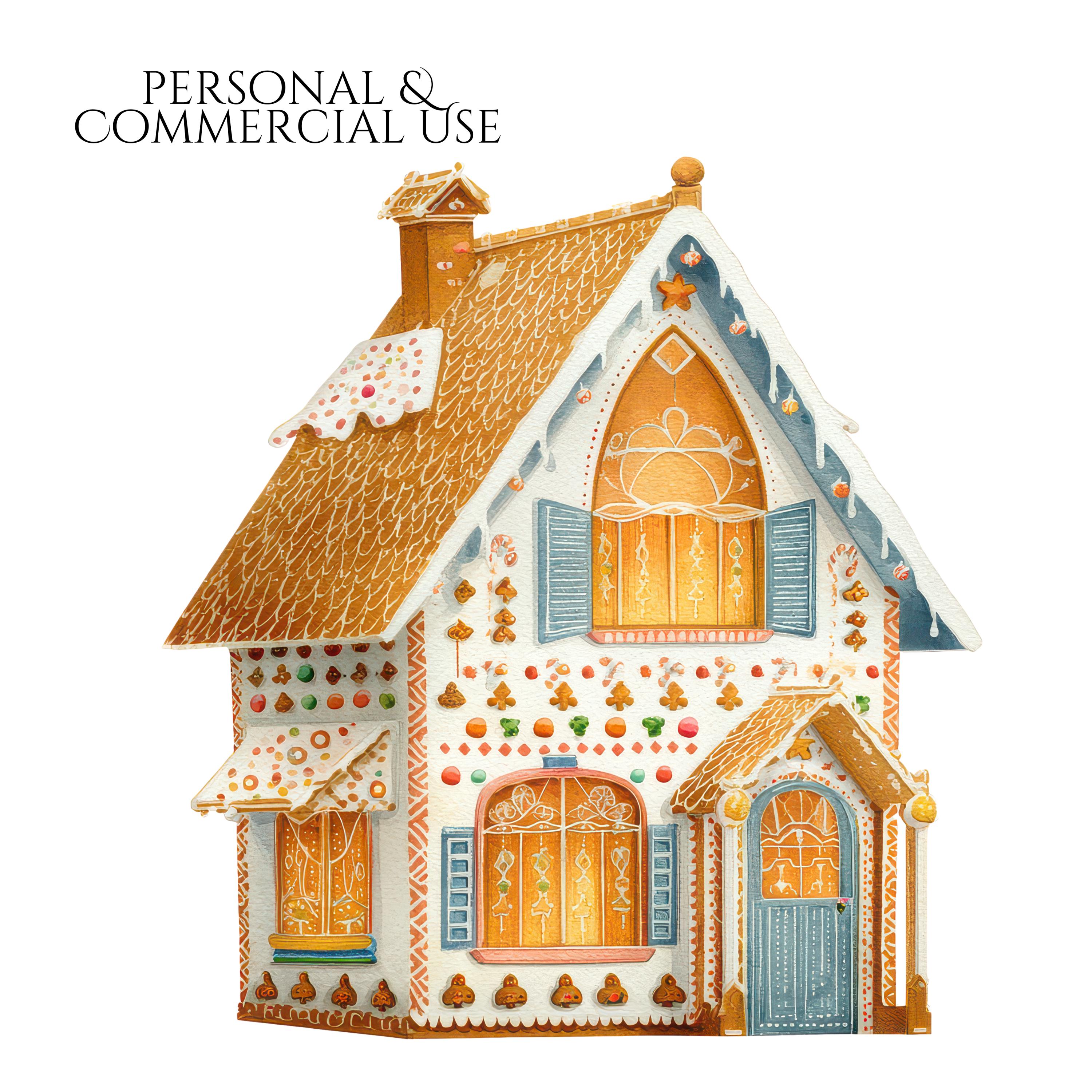 Gingerbread Houses Clipart, Christmas Gingerbread House Ephemera ...