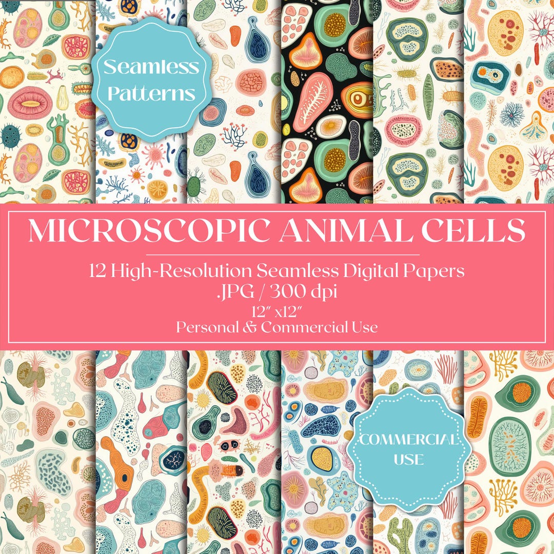 Microscopic Animal Cell Digital Paper, Microscopic Cell Seamless Paper ...