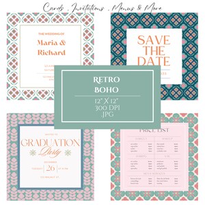 Retro Digital Papers, Boho Seamless Pattern Scrapbook Paper Commercial ...