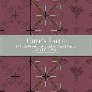Cooking Digital Papers, Seamless Chef Pattern, Scrapbook Paper ...
