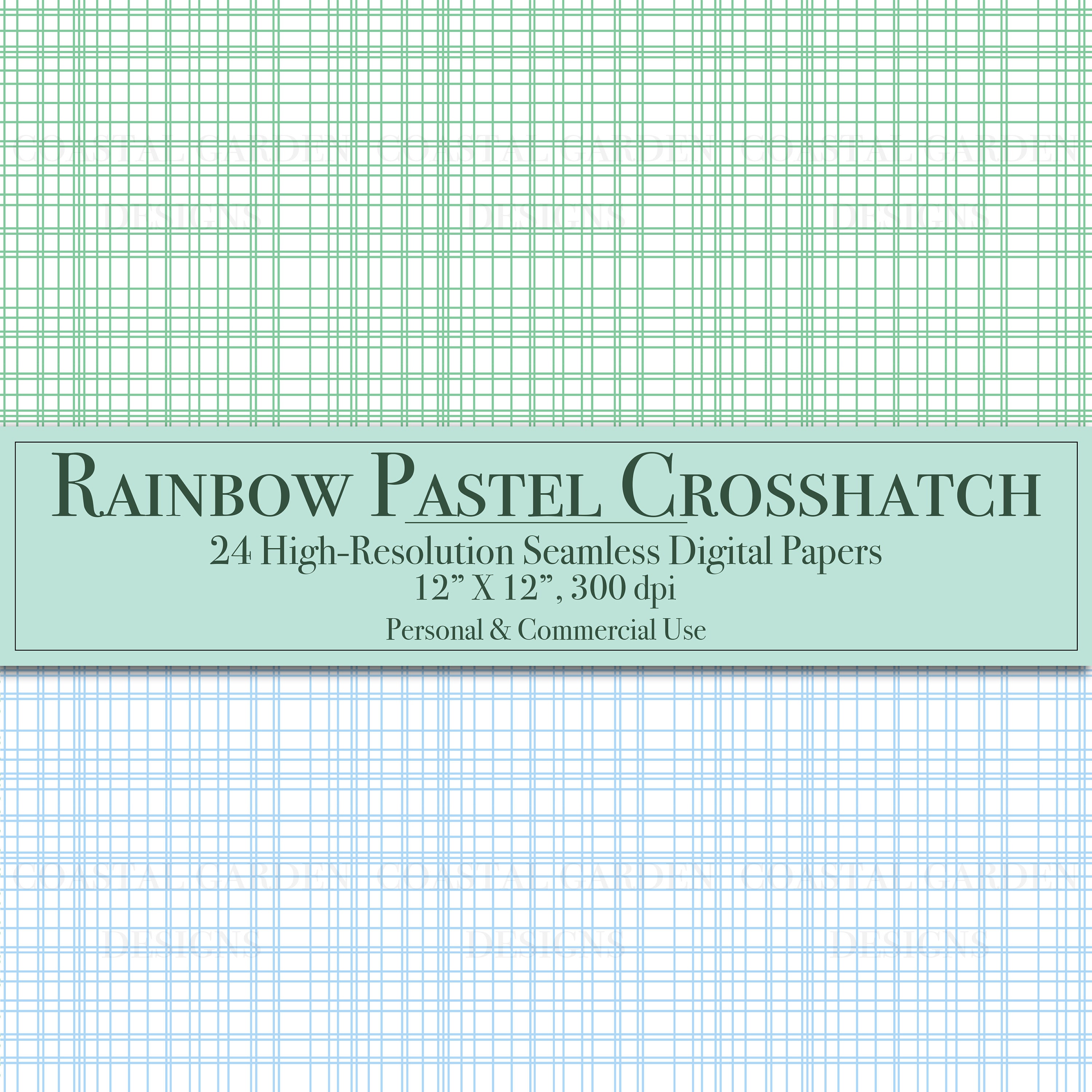 Rainbow Pastel Crosshatch Digital Paper Bundle, Seamless Pattern ...
