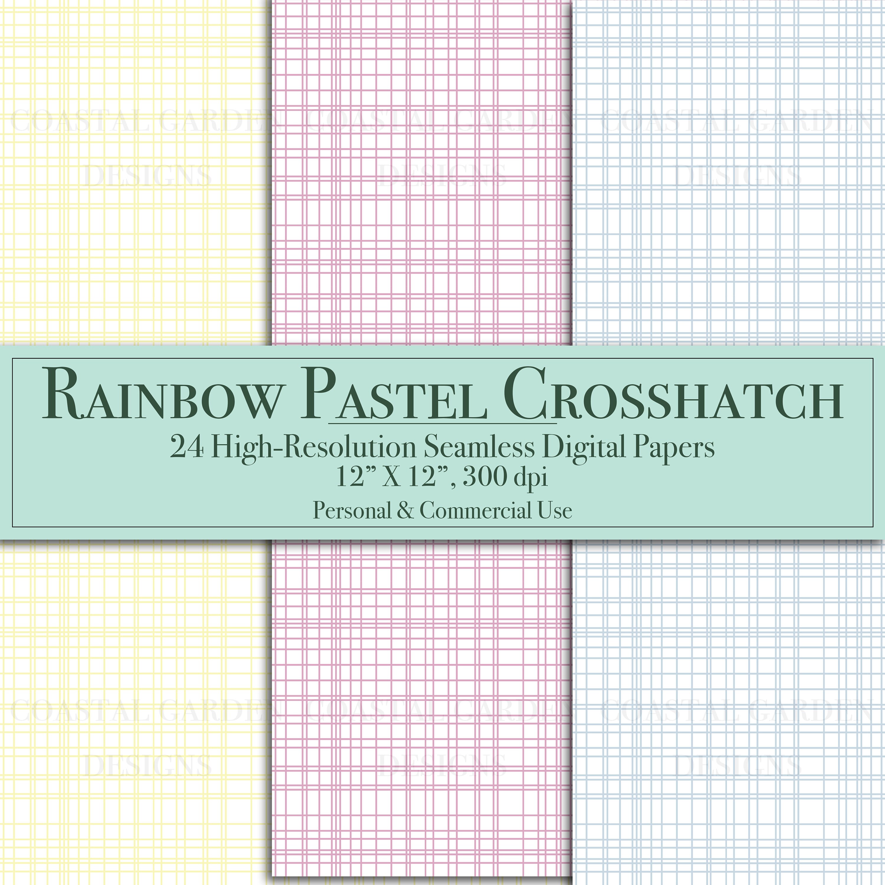 Rainbow Pastel Crosshatch Digital Paper Bundle, Seamless Pattern ...