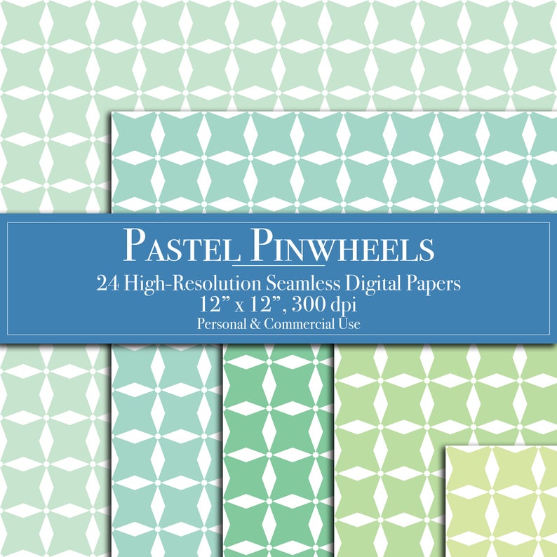 Pastel Pinwheels Digital Paper, Seamless Pattern Scrapbook Paper ...