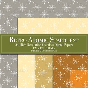 Atomic Starburst Digital Paper Set, Seamless Pattern Scrapbook Paper ...