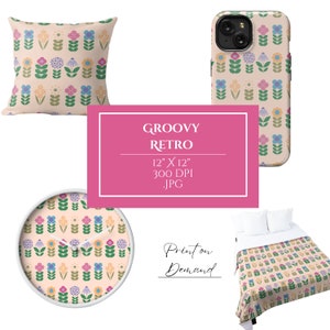 Groovy Retro Digital Papers, Seamless Pattern Scrapbook Paper ...