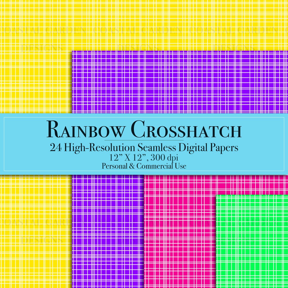 Rainbow Crosshatch Digital Paper Bundle, Seamless Pattern, Scrapbook ...