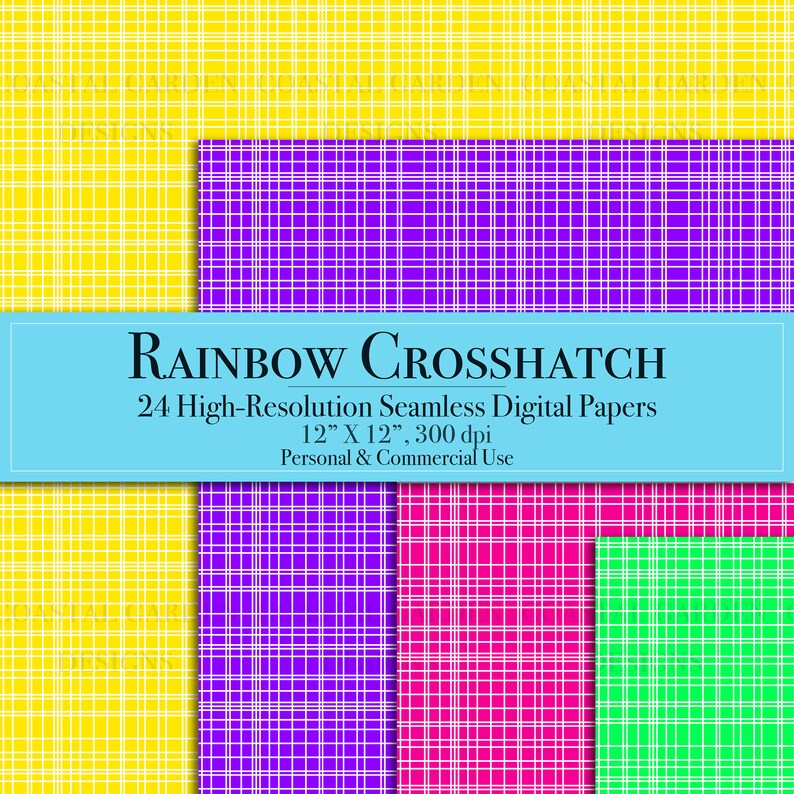 Rainbow Crosshatch Digital Paper Bundle, Seamless Pattern, Scrapbook ...